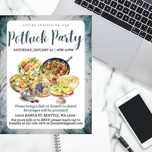 EDITABLE and Printable Office Potluck Party Event Invitation Template ...