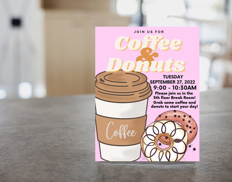 Editable Coffee and Donuts Event Invitation Flyer Template, Instant ...