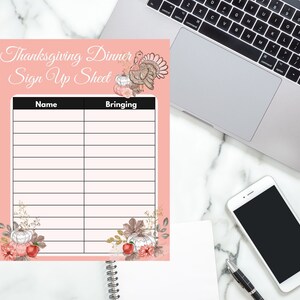 EDITABLE and Printable Fall Thanksgiving Dinner Sign up Sheet Template ...