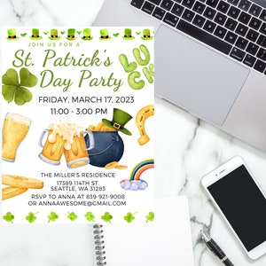 EDITABLE and Printable St. Patrick's Day Party Invitation Flyer ...