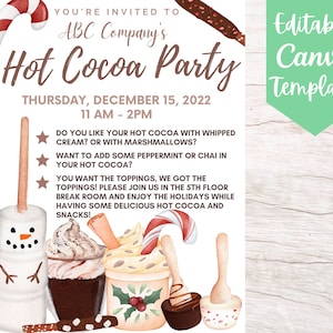 Editable and Printable Hot Cocoa Party Invitation Flyer Template ...