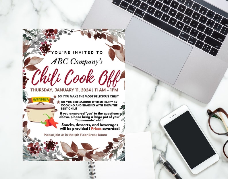 Chili Cook off Event Flyer Template, Winter Season Chili Cook off ...