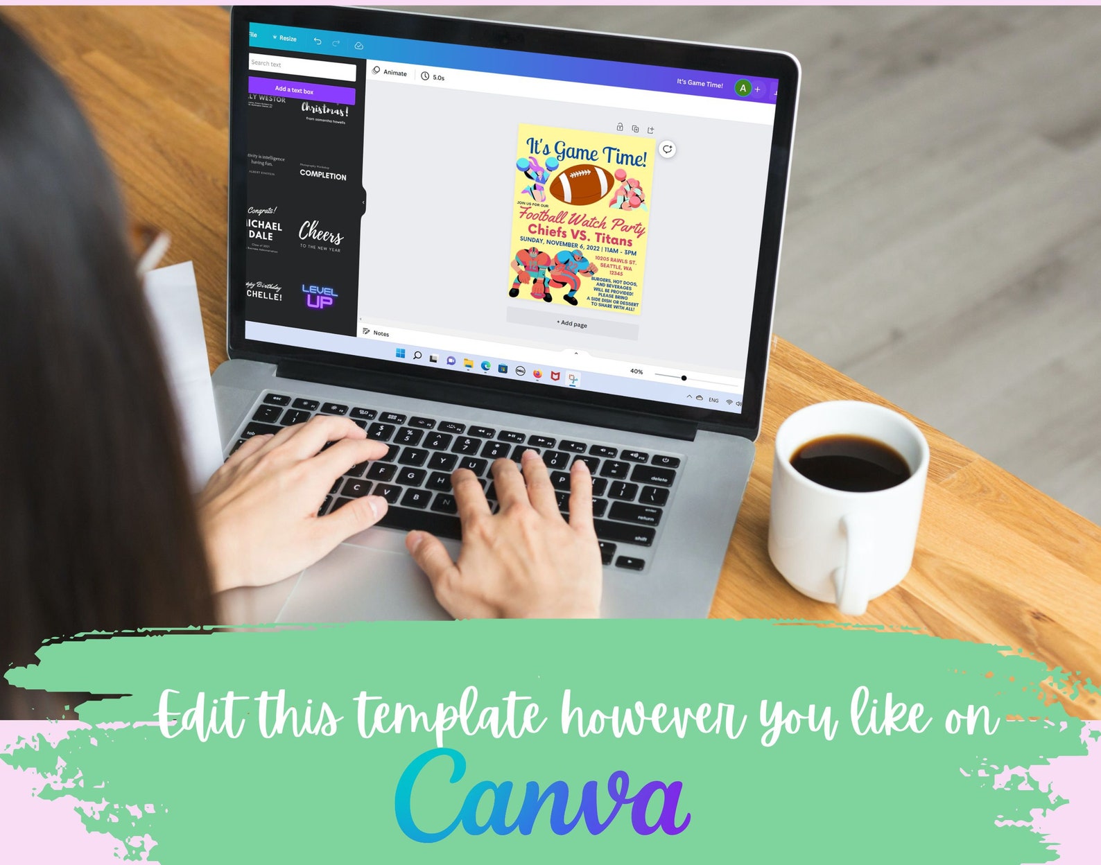 Editable and Printable Game Time Football Watch Party Invitation Flyer ...