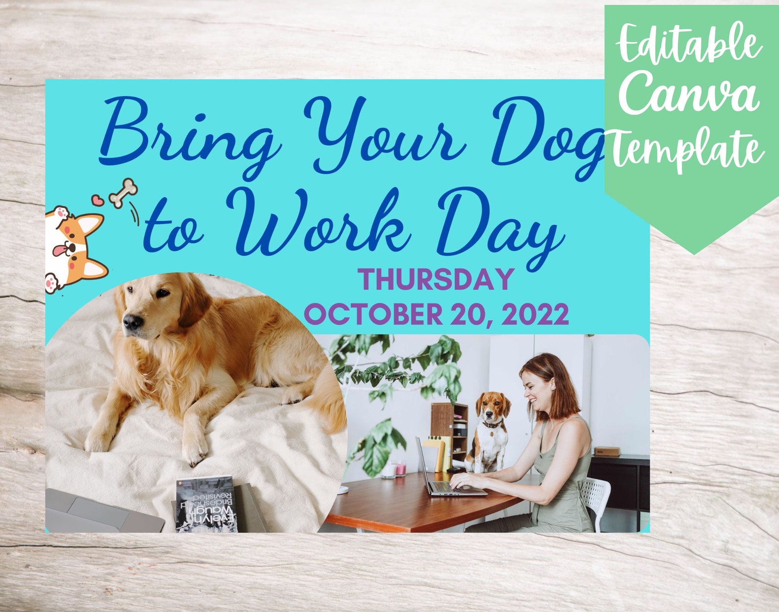 Editable and Printable Bring Your Dog to Work Day Yard Sign Template ...