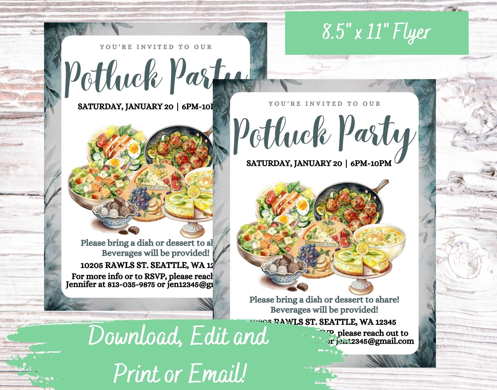 EDITABLE and Printable Office Potluck Party Event Invitation Template ...