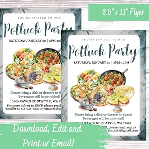 EDITABLE and Printable Office Potluck Party Event Invitation Template ...