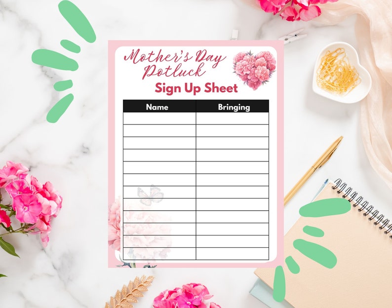 Editable Printable Potluck Sign Up Sheet
