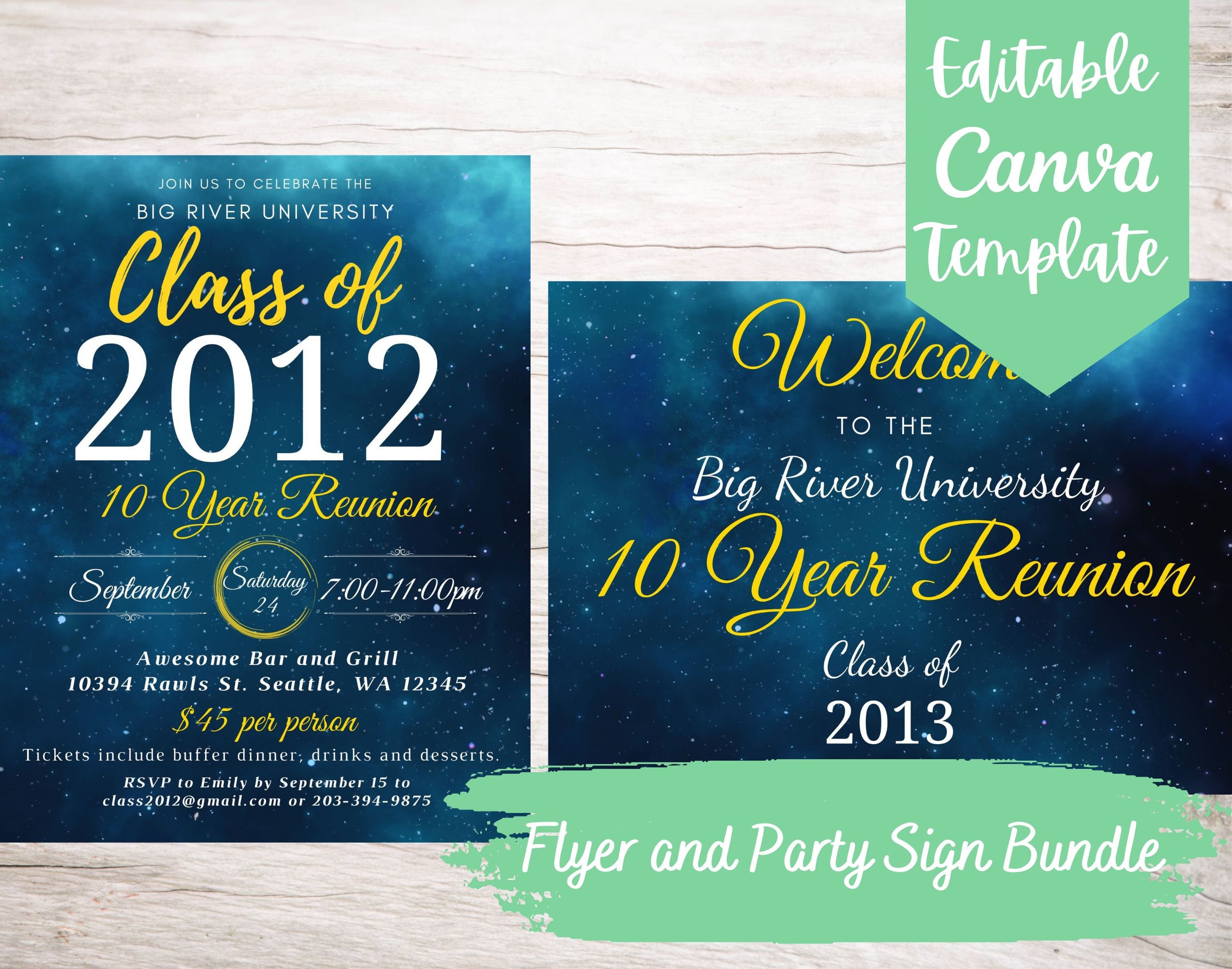 EDITABLE and Printable College and High School Reunion Flyer and Party ...