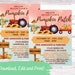 Editable and Printable Fall Pumpkin Patch Invitation Flyer Template ...