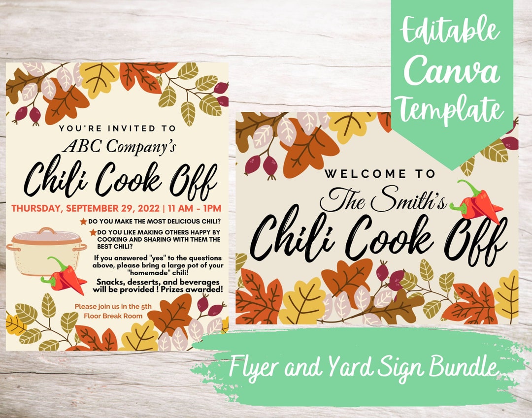 Editable and Printable Chili Cook off Flyer and Yard Sign Template ...