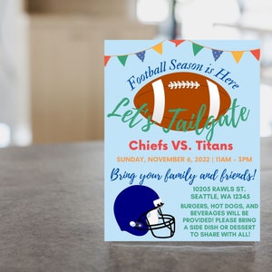 Editable and Printable Football Tailgate Party Flyer and Yard Sign ...