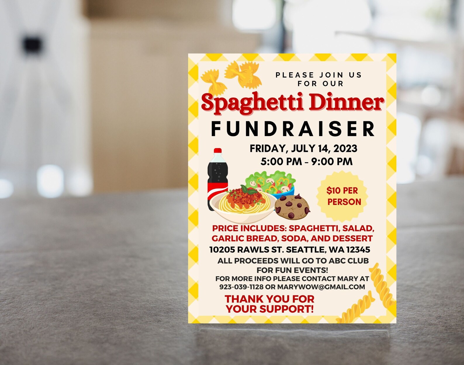 EDITABLE INVITATION, Printable Spaghetti Dinner Fundraiser Flyer ...