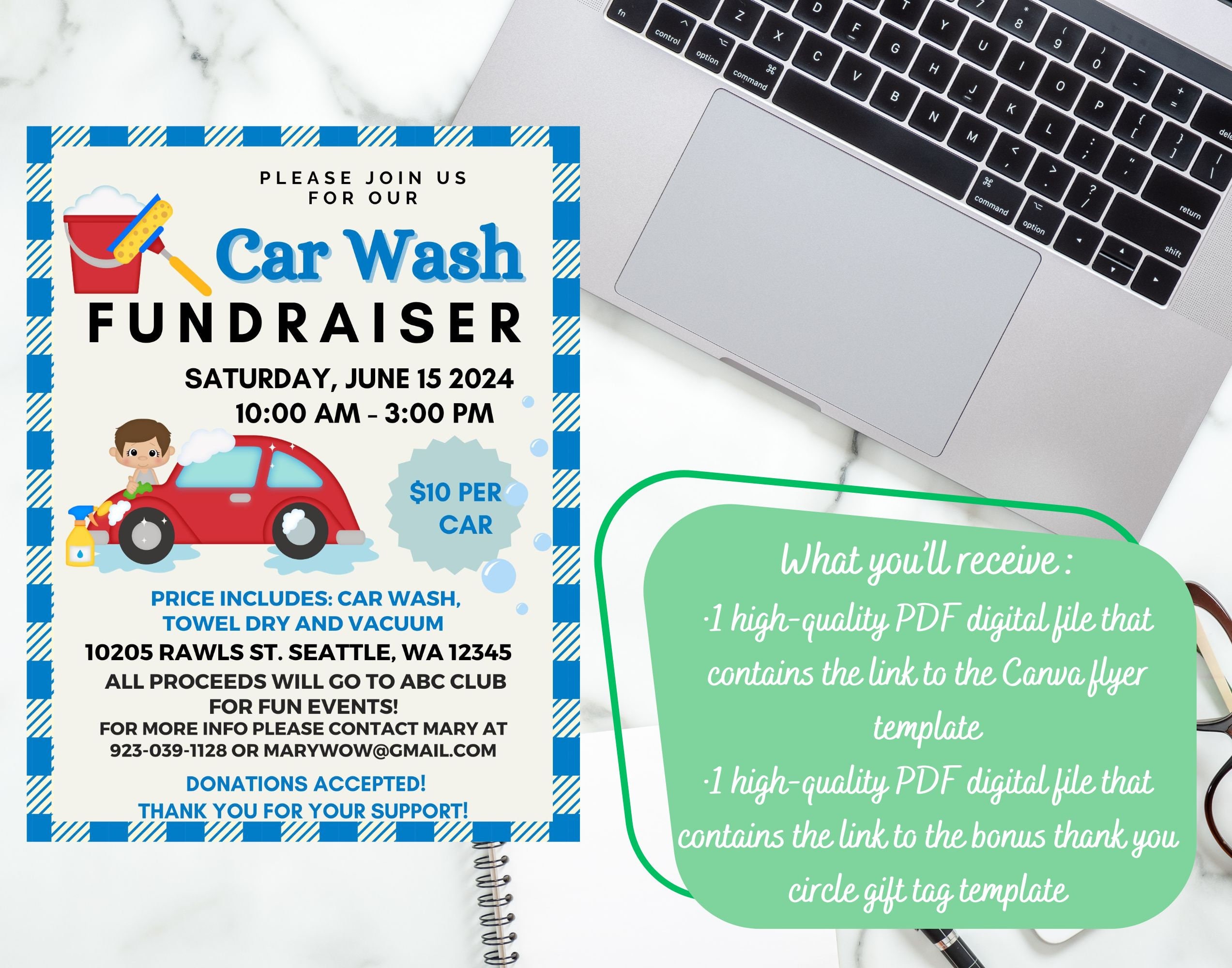 Car Wash Fundraiser Flyer Template, Editable and Printable Instant ...