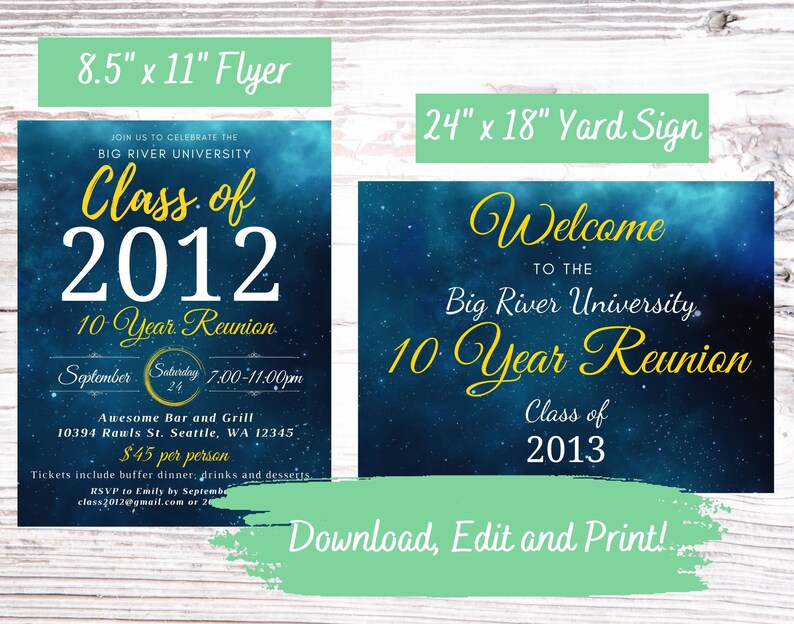 EDITABLE and Printable College and High School Reunion Flyer and Party ...