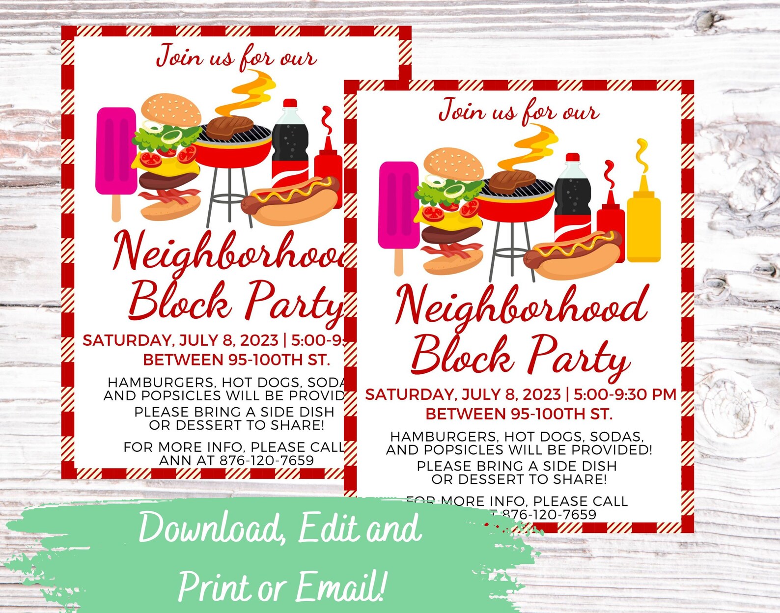EDITABLE and Printable Neighborhood Block Party Flyer Invitation ...