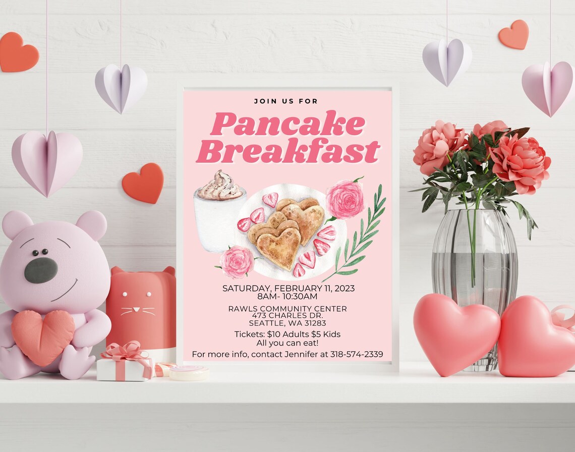 EDITABLE and Printable Pancake Breakfast Invitation Flyer Template ...