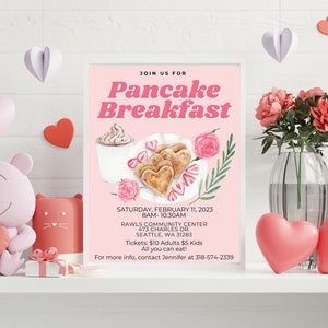 EDITABLE and Printable Pancake Breakfast Invitation Flyer Template ...