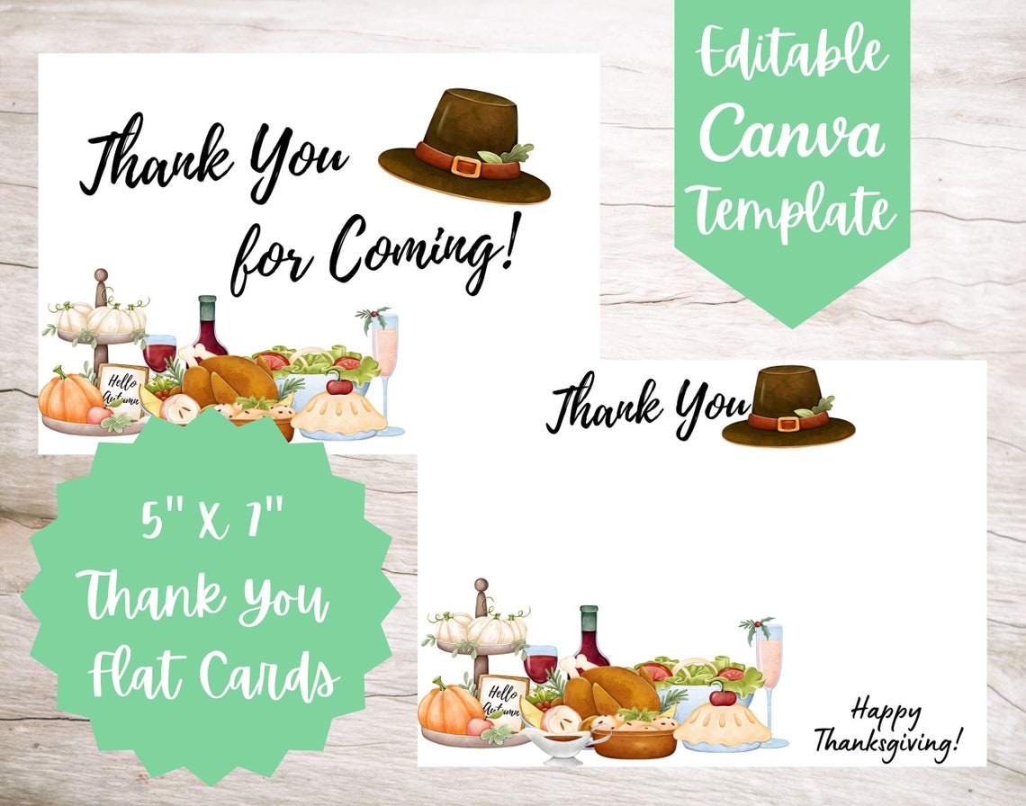 EDITABLE and Printable Friendsgiving Potluck Thank You Flat Cards ...