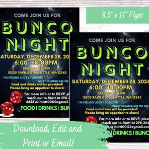 Galaxy Bunco Night Invitation Flyer Template, Editable and Printable ...