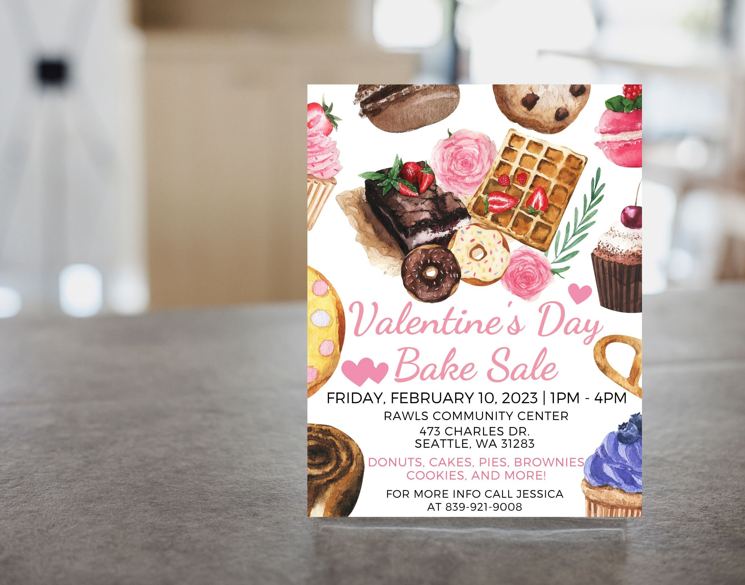 EDITABLE and Printable Valentine's Day Bake Sale Flyer Template ...