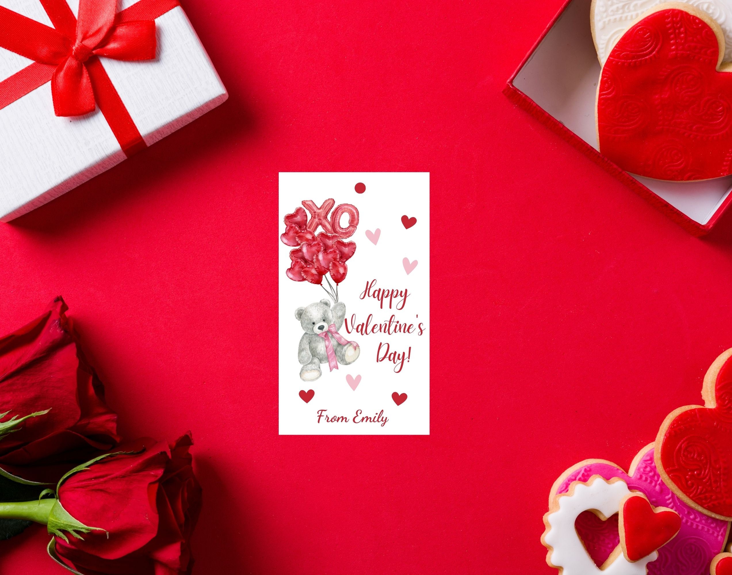 EDITABLE and Printable Valentine's Day Cute Bear Gift Tag - Etsy