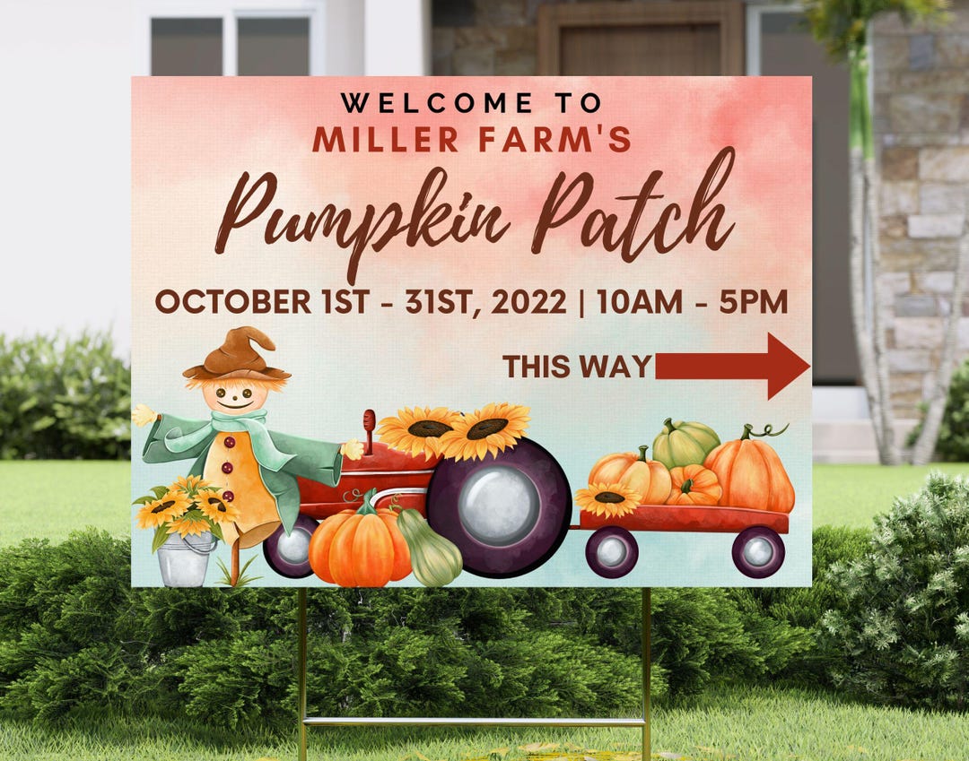 Editable and Printable Fall Pumpkin Patch Yard Sign Template, Instant ...