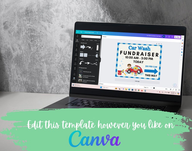 Car Wash Fundraiser Event Sign Template, Editable and Printable Instant ...