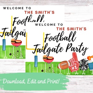 Editable and Printable Football Tailgate Party Yard Sign Template ...
