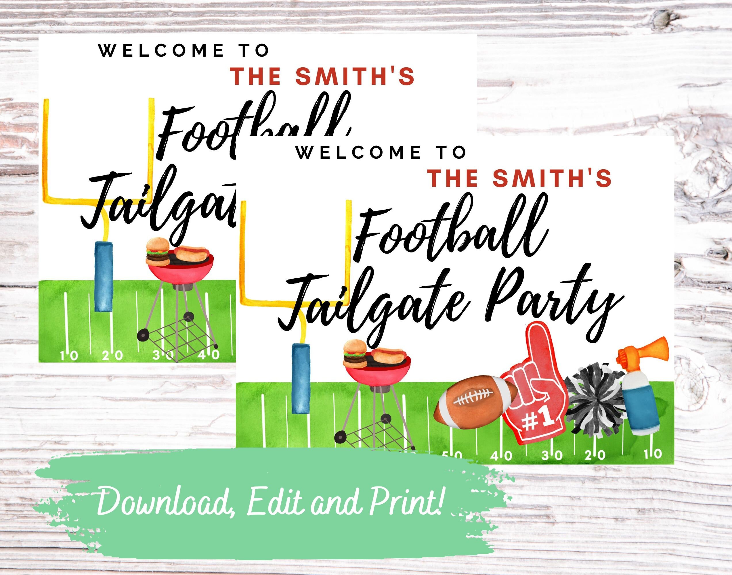 Editable and Printable Football Tailgate Party Yard Sign Template ...