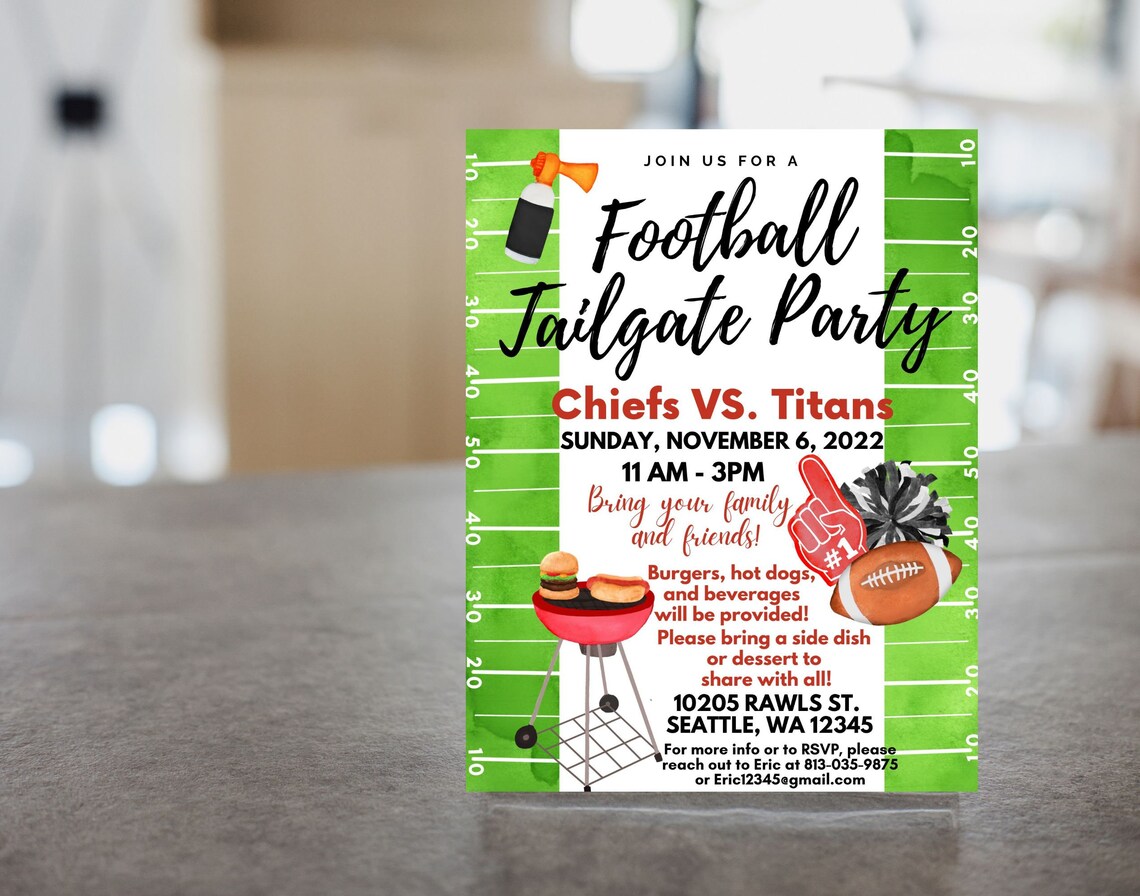 Editable and Printable Football Tailgate Party Flyer and Yard Sign ...