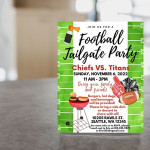 Editable and Printable Football Tailgate Party Flyer and Yard Sign ...