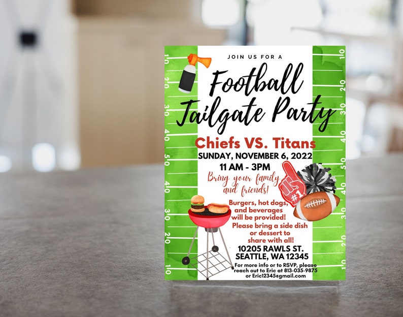 Editable and Printable Football Tailgate Party Flyer and Yard Sign ...