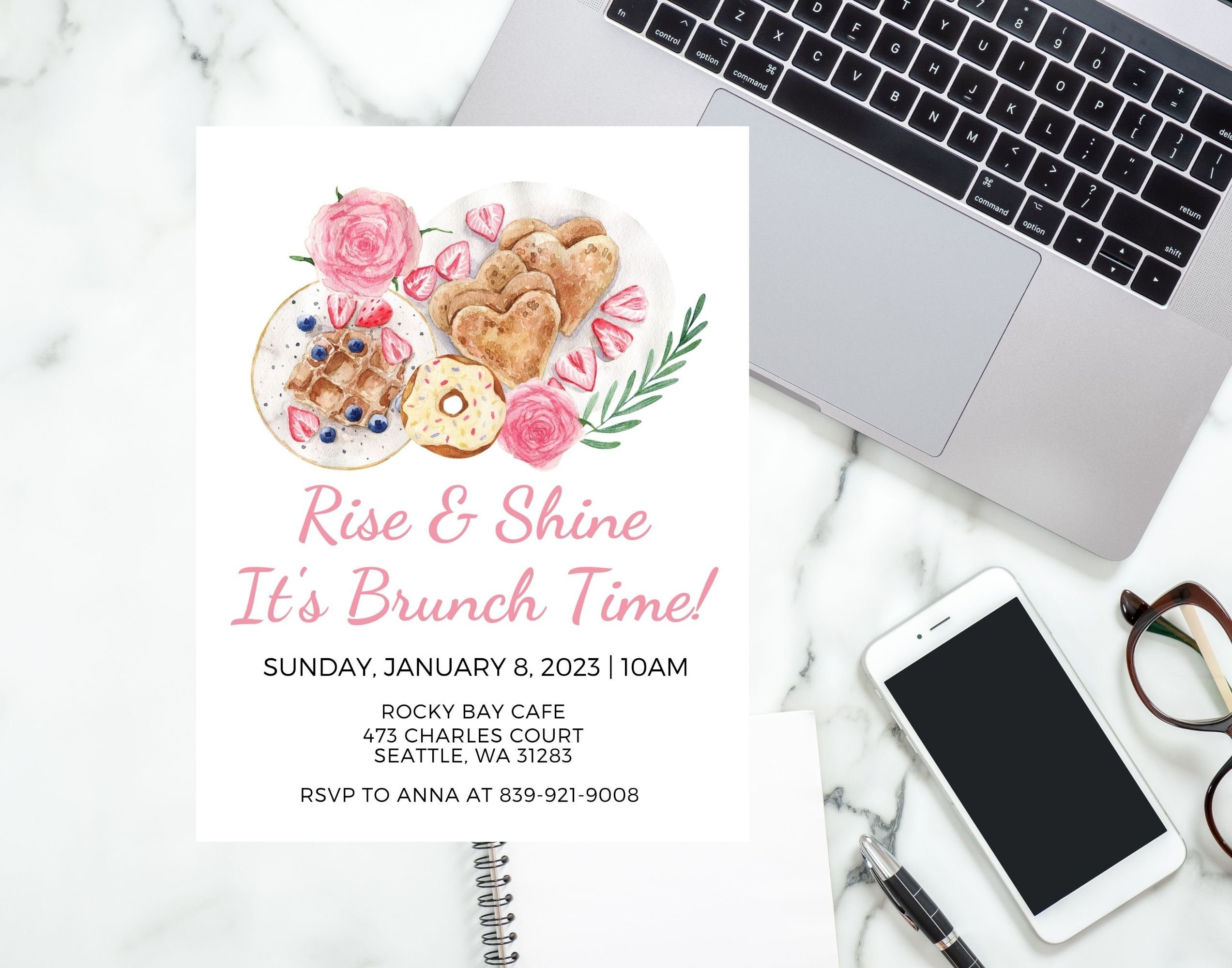 EDITABLE and Printable Rise and Shine It's Brunch Time Invitation Flyer ...