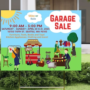 Garage Sale Announcement Flyer and Event Sign Template Bundle, Yard ...