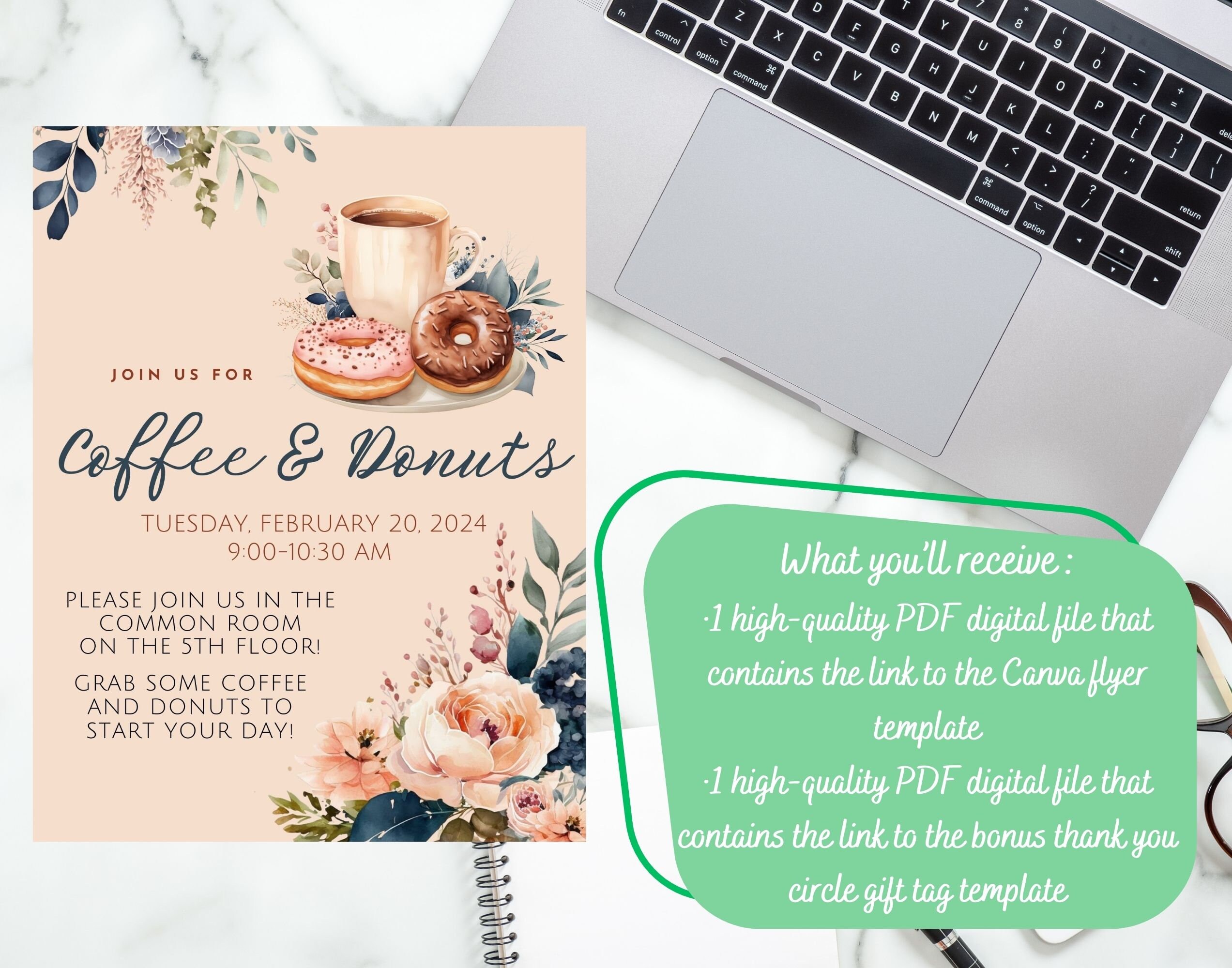 Coffee and Donuts Event Flyer Template (editable and Printable Digital ...