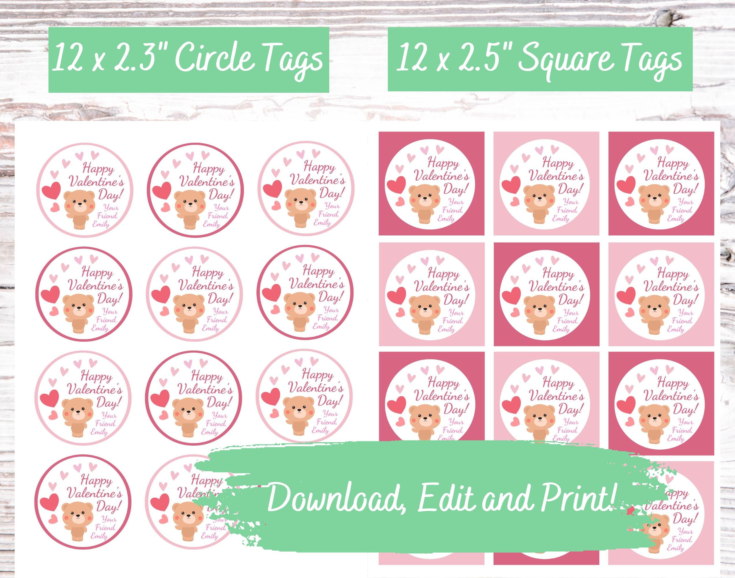 EDITABLE and Printable Valentine's Day Teddy Bear Gift Tag Template ...