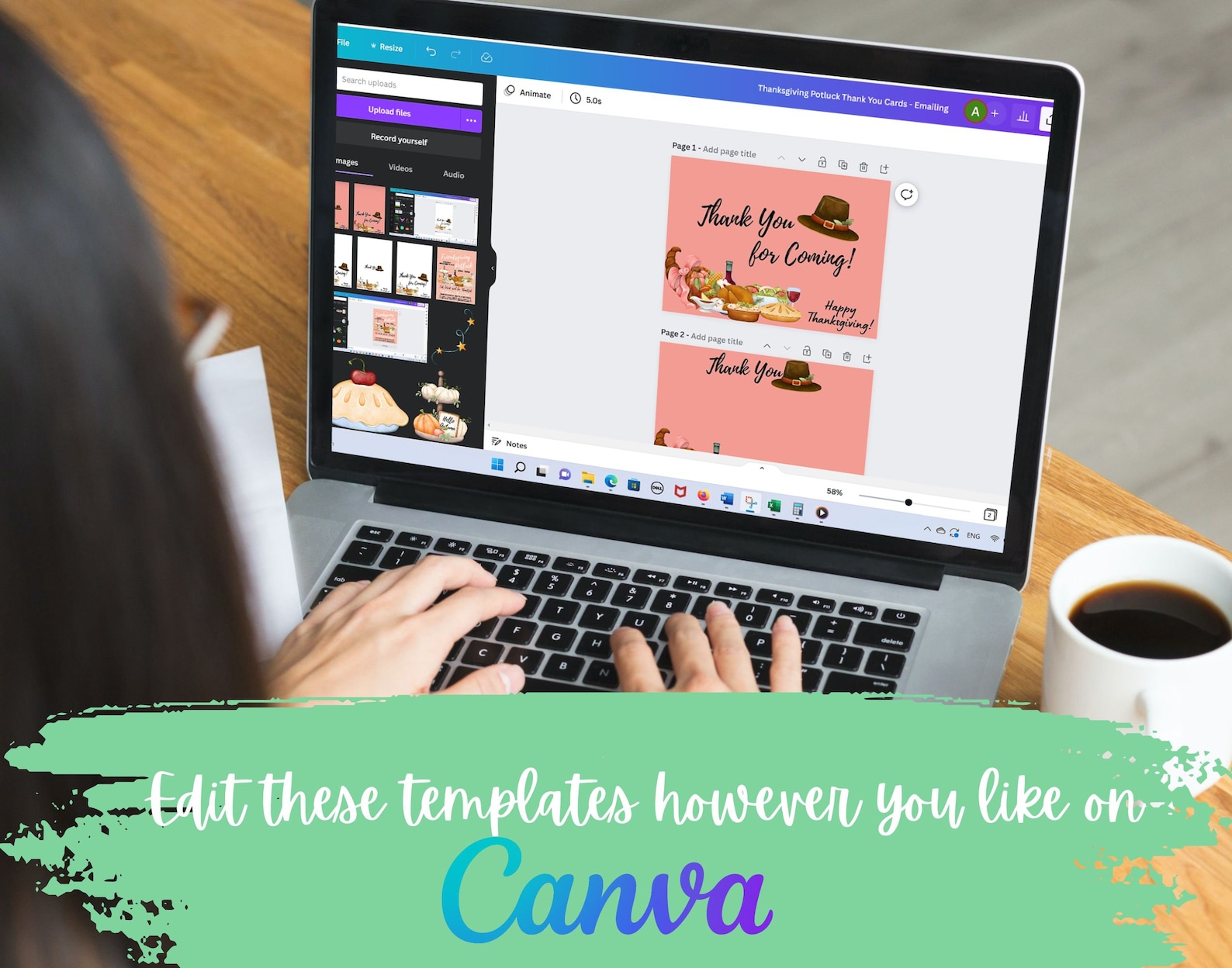 EDITABLE and Printable Thanksgiving Potluck Event Thank You Flat Cards ...