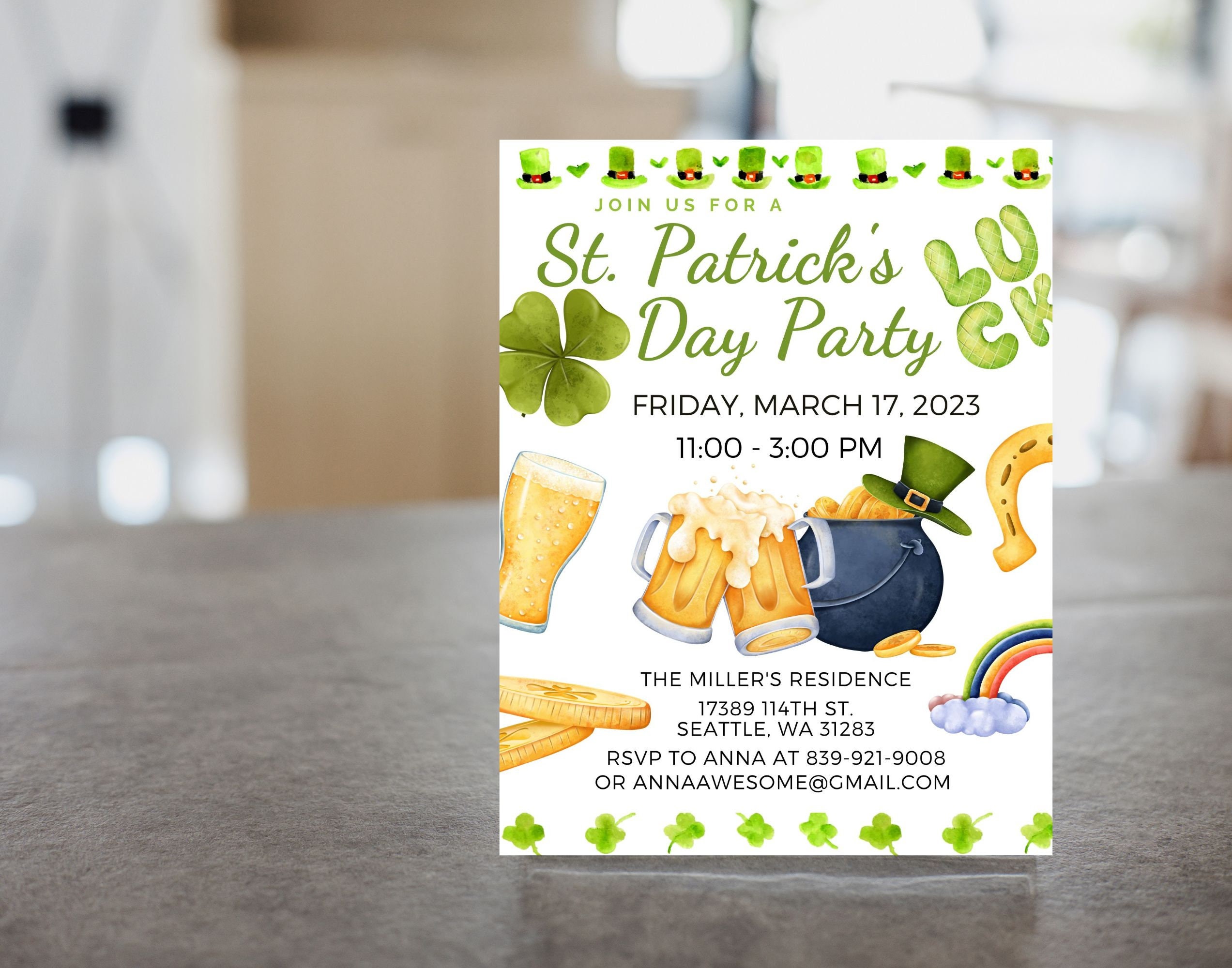 EDITABLE and Printable St. Patrick's Day Party Invitation Flyer ...