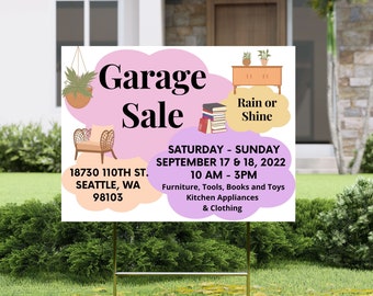 Editable and Printable Garage Sale Yard Sign Template, Instant Download ...