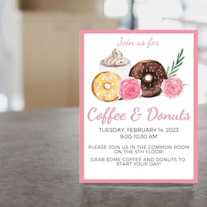 EDITABLE and Printable Pink Coffee and Donuts Flyer and Event Sign ...