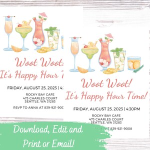 EDITABLE and Printable It's Happy Hour Time Event Flyer Template ...
