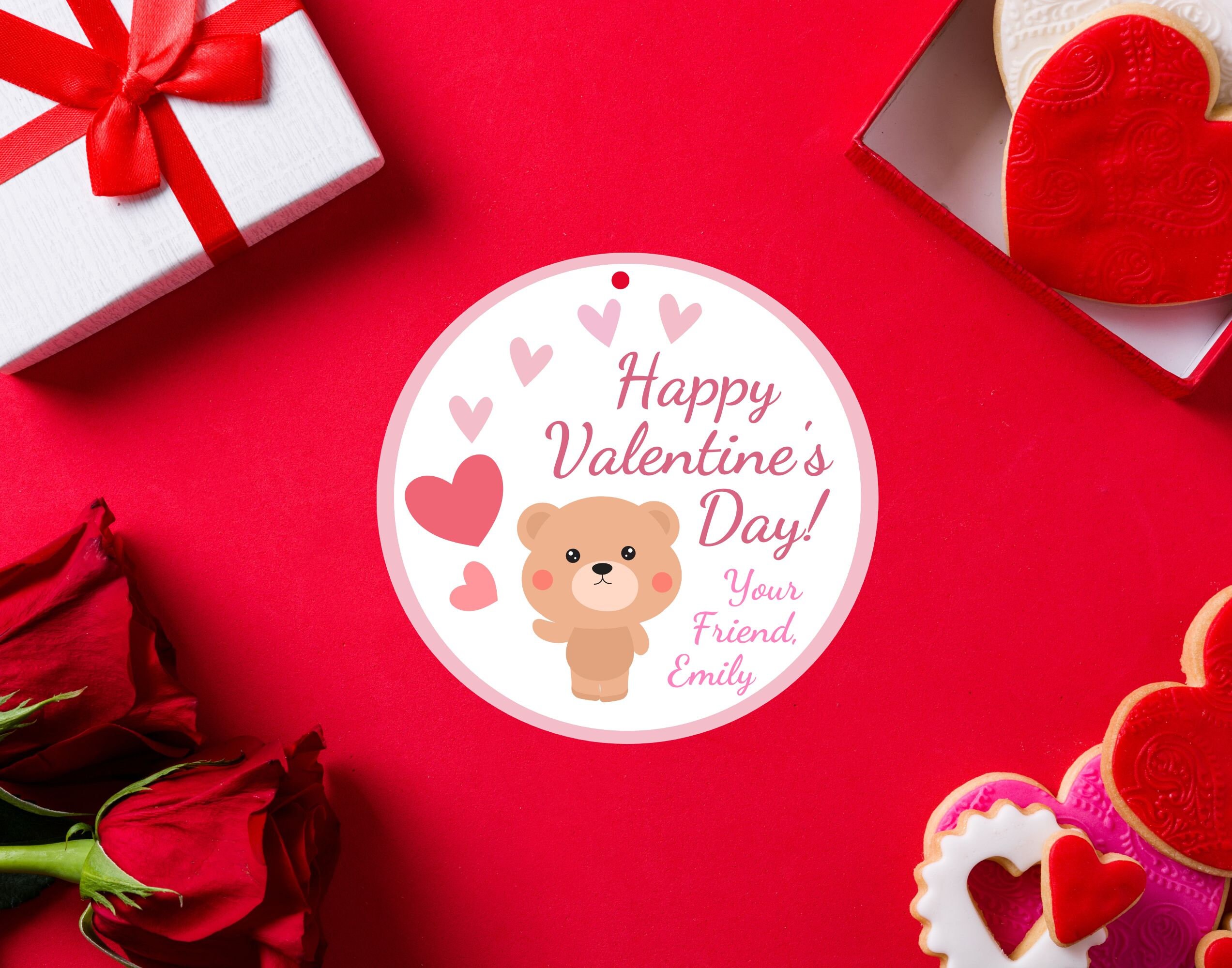 EDITABLE and Printable Valentine's Day Teddy Bear Gift Tag Template ...