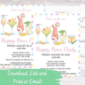EDITABLE and Printable Happy Hour Party Event Invitation Template ...