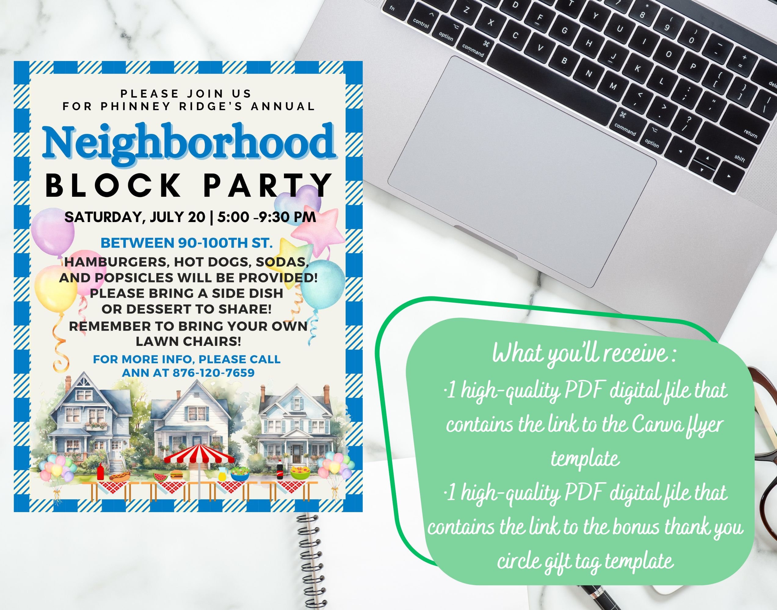 Neighborhood Block Party Invitation Flyer Template, Editable and ...