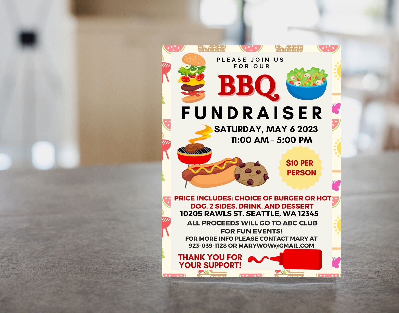 EDITABLE and Printable BBQ Fundraiser Event Flyer Template, Instant ...