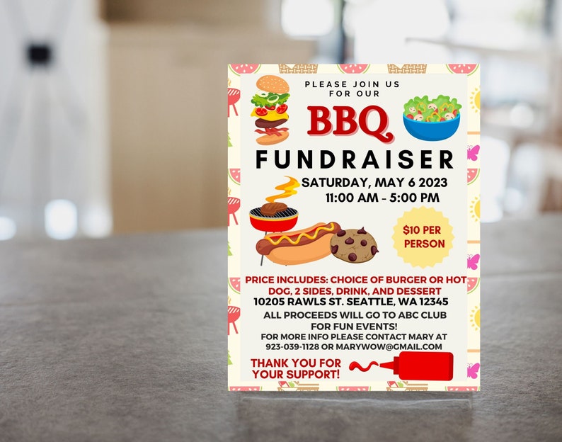 EDITABLE and Printable BBQ Fundraiser Event Flyer Template, Instant Download BBQ Fundraiser ...