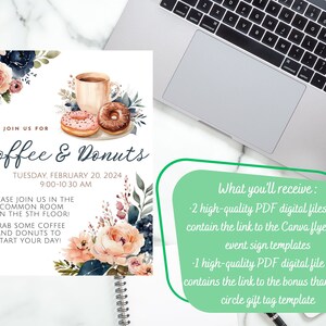 Coffee and Donuts Event Flyer and Event Sign Template Bundle (editable ...