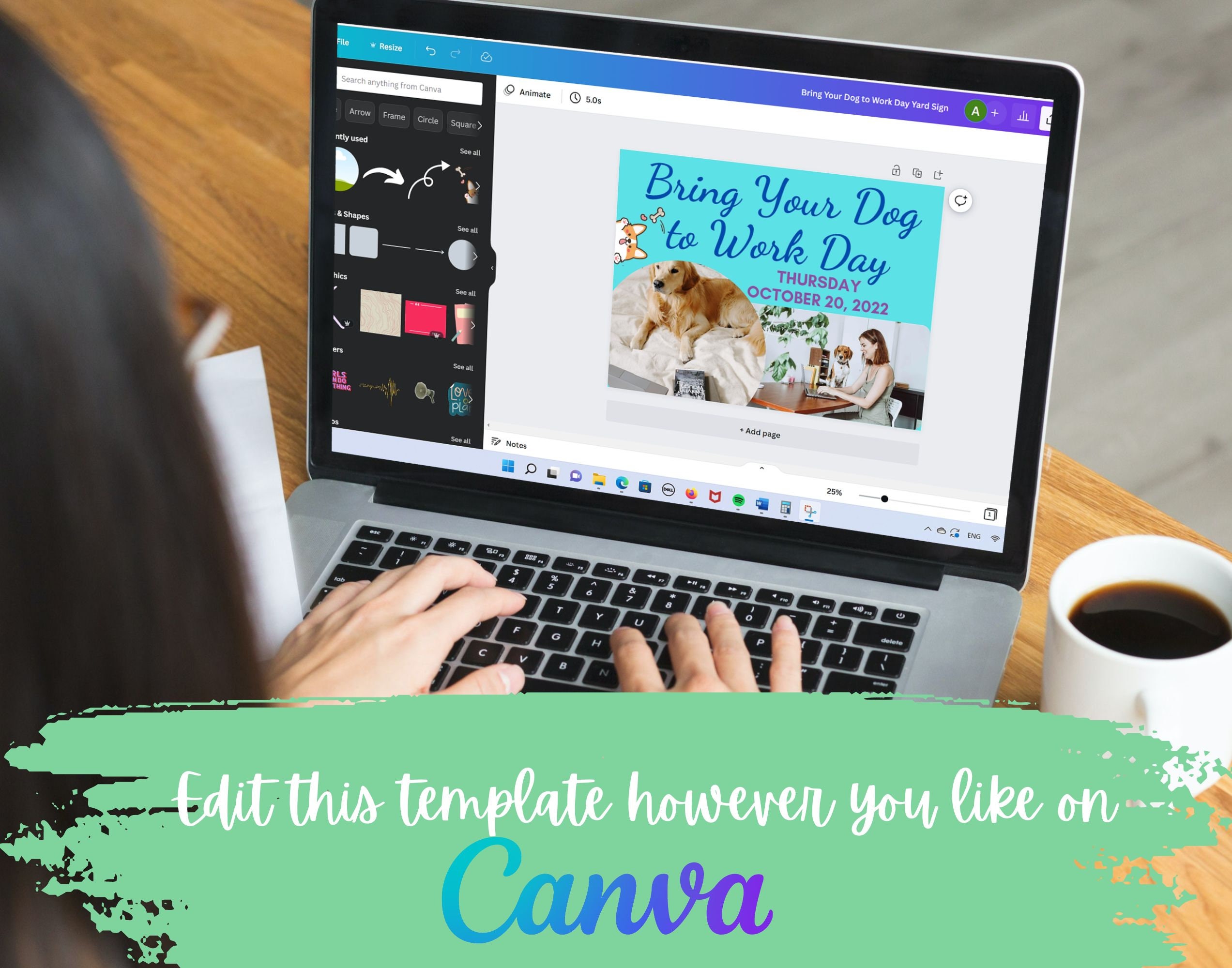Editable and Printable Bring Your Dog to Work Day Yard Sign Template ...