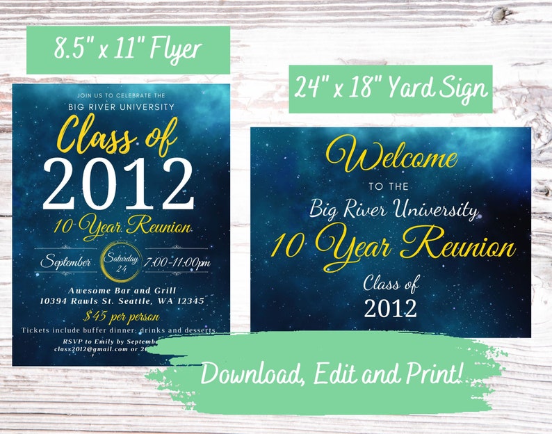 EDITABLE and Printable College and High School Reunion Flyer and Party ...