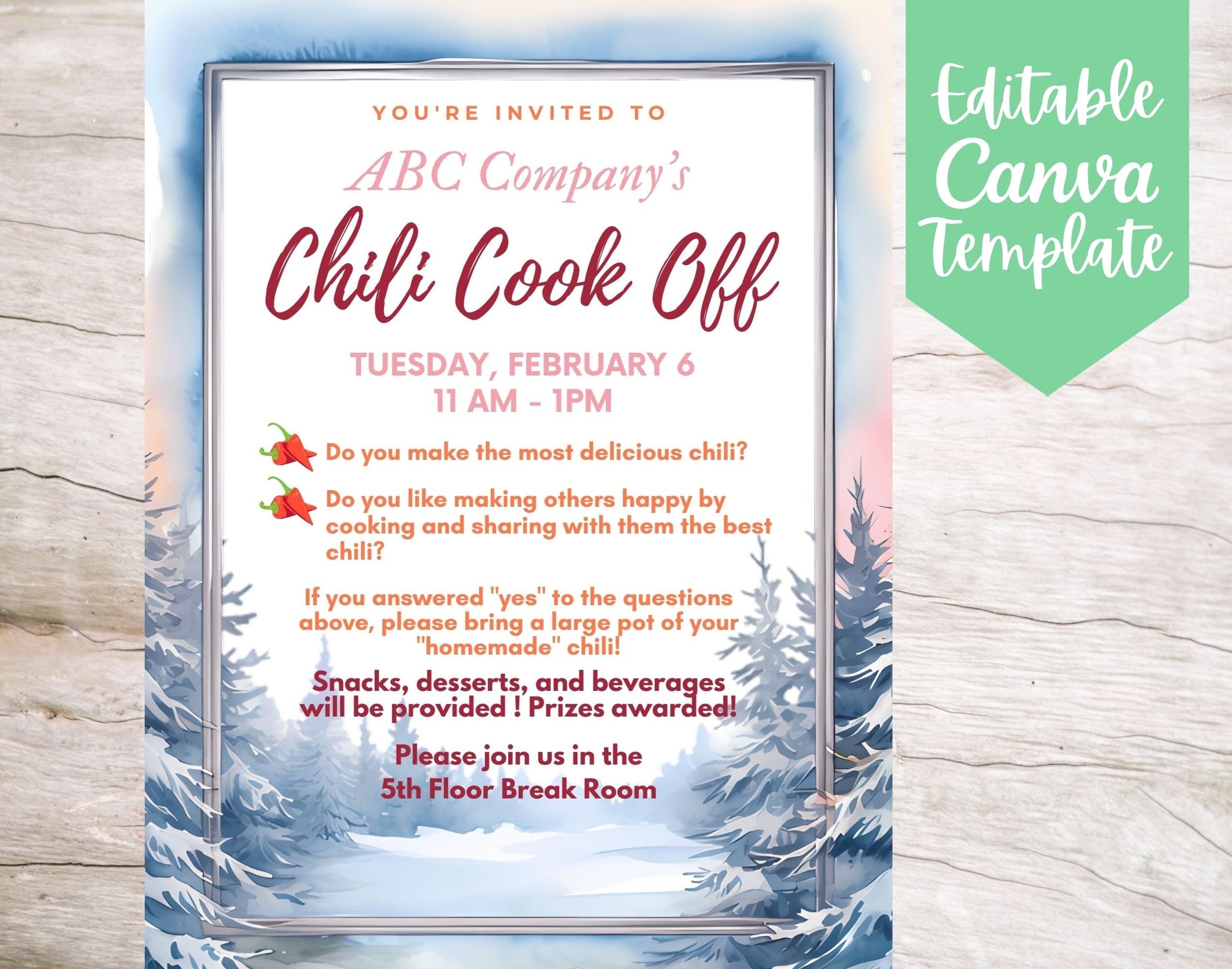 Chili Cook off Invitation Flyer Template, Chili Cook off Competition ...